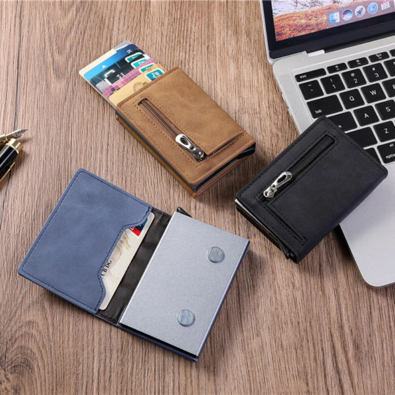 Cartera-de-cuero-PU-para-hombre-tarjetero-antimagn-tico-Rfid-con ...