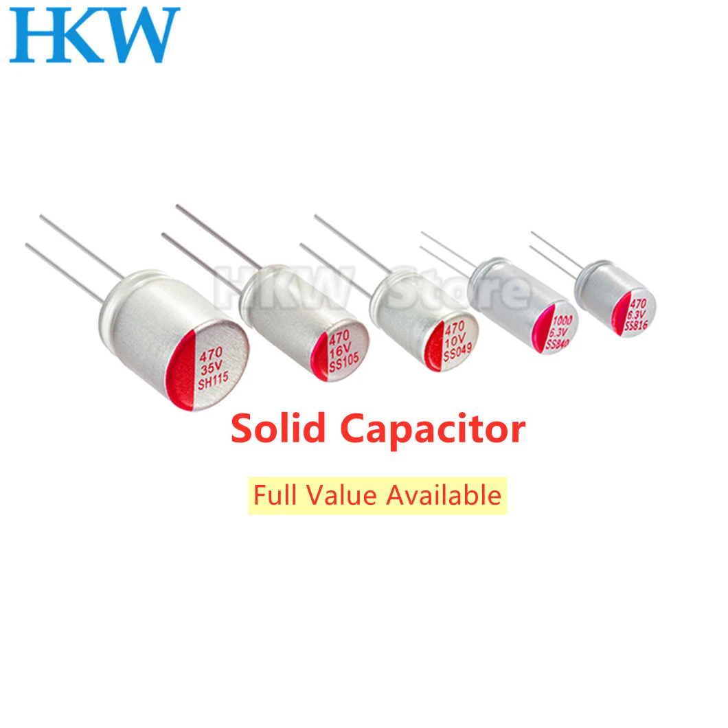 10pcs Solid Electrolytic Capacitor DIP Low ESR 6.3V 10V 16V 25V 35V 50V ...
