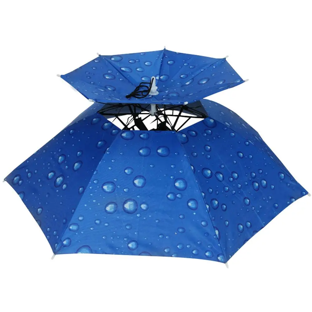 Double-layer-Outdoor-Umbrella-Hat-Foldable-Rain-Sun-Shade-Head-Hat-Sun ...