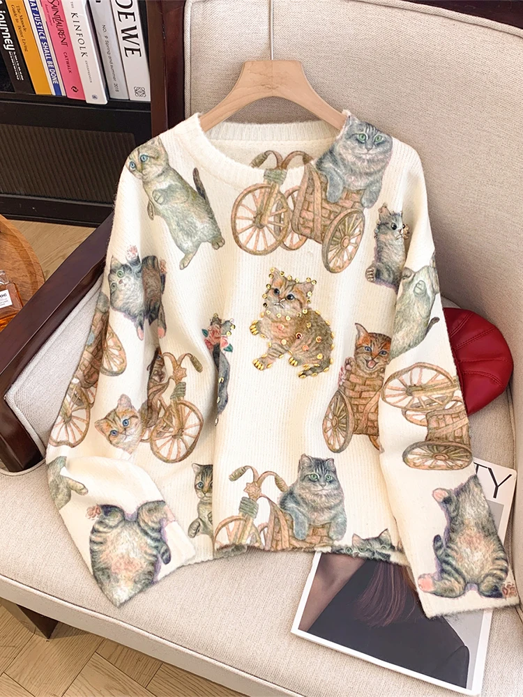 Women-s-Apricot-Pullover-Cashmere-Sweater-Harajuku-Y2k-Long-Sleeve ...