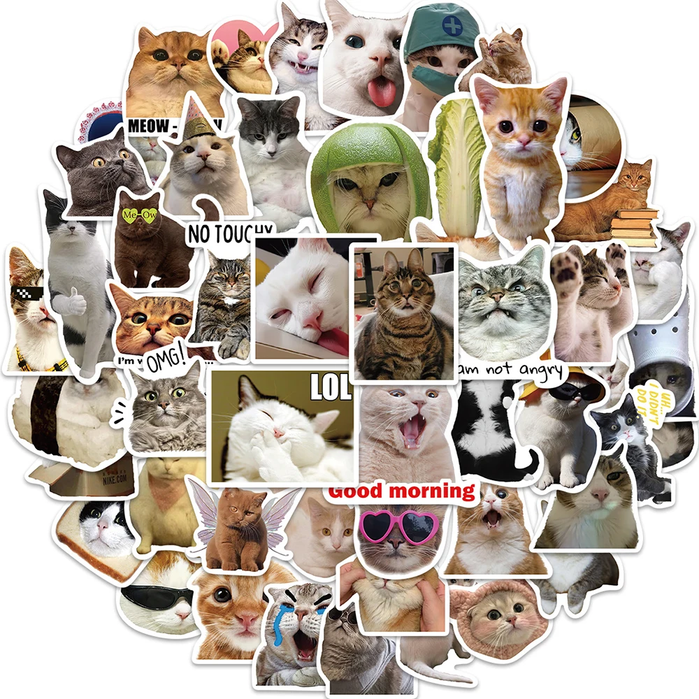 10-30-50PCS-Funny-Cat-Meme-Cartoon-Stickers-DIY-Bike-Travel-Luggage ...