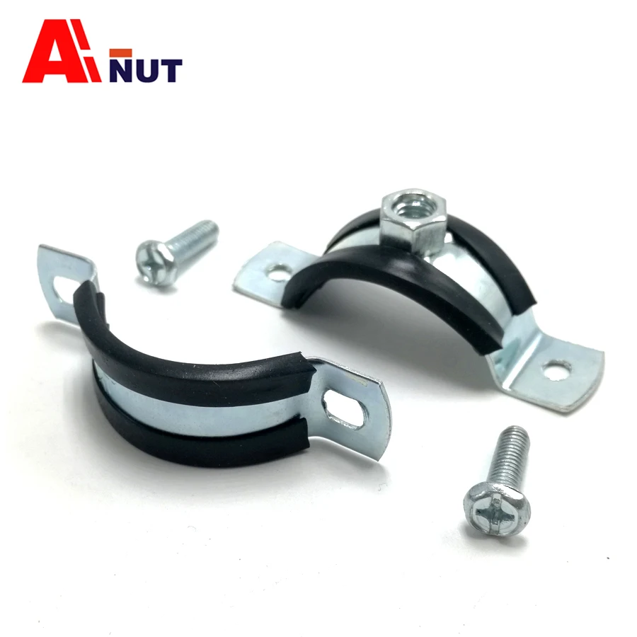 20mm-300mm Galvanized Steel Rubber Lined Pipe Clamps, Tube Fixing Clamp ...