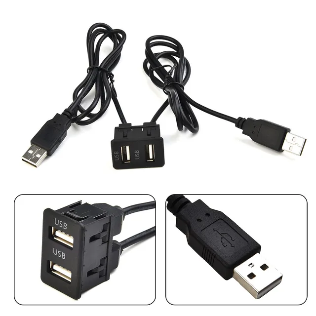 100CM Car Dash Flush Mount USB Port Panel Dual USB Extension Adapter Cable For Toyota Flush Mount The Socket To Your Dashboard AliExpress