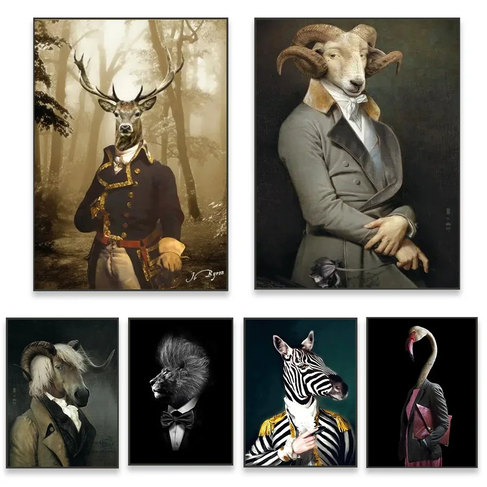 Classic-Abstract-Wall-Art-Funny-Animals-Lion-Zebra-Elk-Gog-Sheep-HD ...