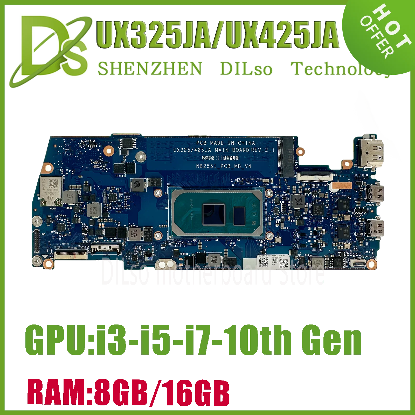 KEFU-placa-base-UX325-425JA-para-ordenador-port-til-placa-base-para ...