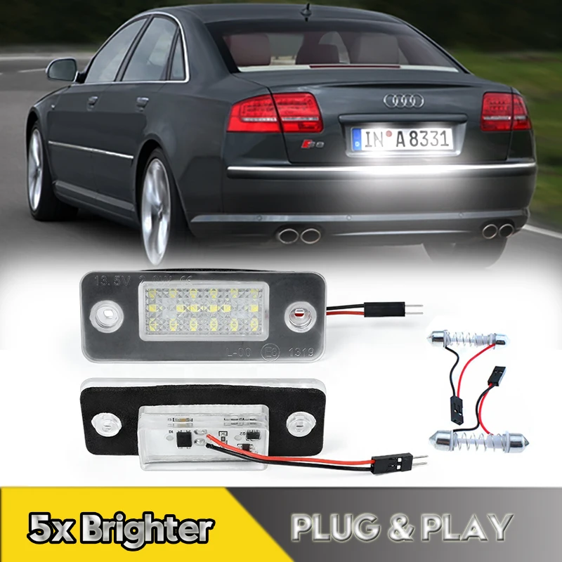 2Pcs-Canbus-Car-Rear-LED-Number-License-Plate-Lights-Lamps-For-Audi-A8 ...
