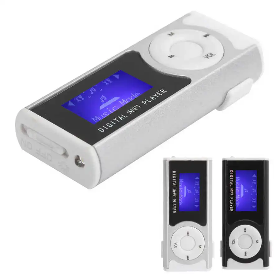 Argent-mp3 player Portable Sports MP3 Flashlight Mini Back‑Clip LCD ...
