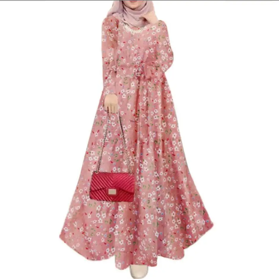 Eid-Muslim-Abaya-for-Women-Print-Dresses-Jalabiya-Sashes-Kaftan-Morocco ...