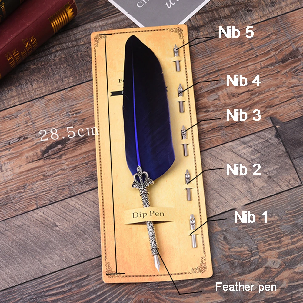 Stylo Kawaii Retro Vintage Calligraphy Feather Dip Pen Writing Ink Set ...
