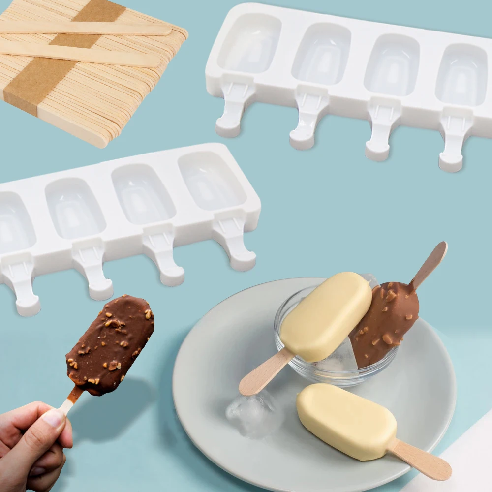 3-4-Holes-Silicone-Popsicle-Mold-DIY-Ice-Cream-Mold-Home-Ice-Cube-Maker ...