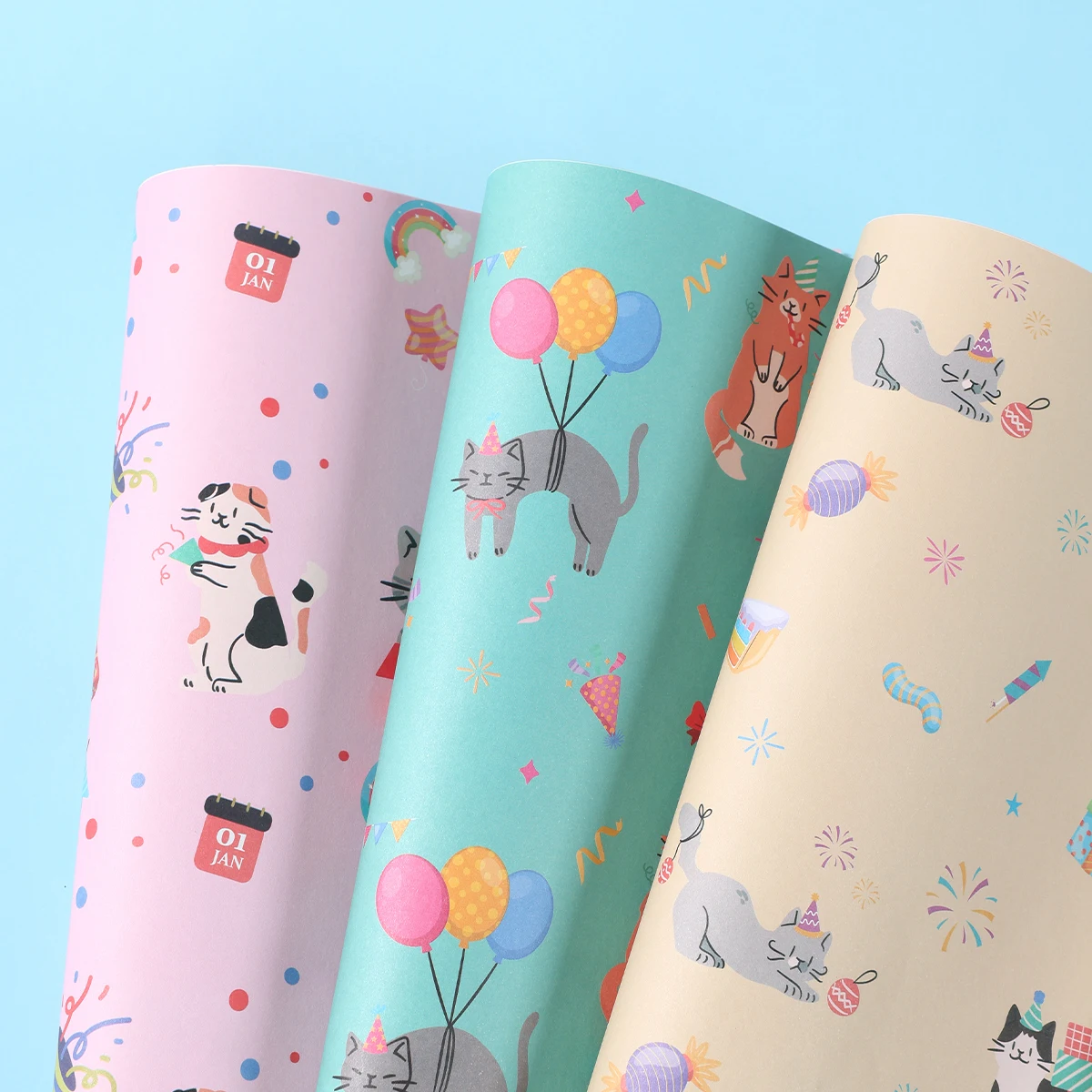 3/6Pcs Cartoon Cat 50x70cm Per Roll Pet Theme Wrapping Paper Sheet ...