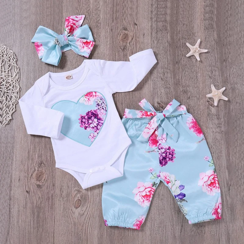 Hibobi Clothes 3Pcs Set Pretty Floral Bodysuit Pants Headband Kids ...