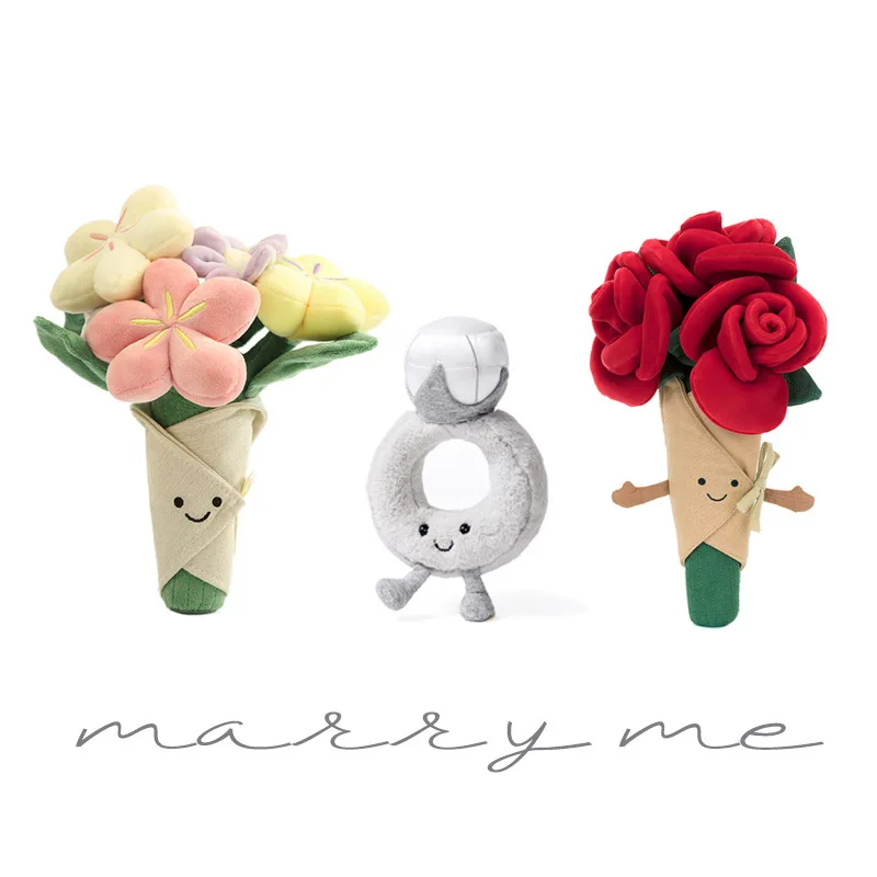 JC Plush Toys Rose Bouquet Stuffed Mixed Flower Bouquet Cute Smiley ...