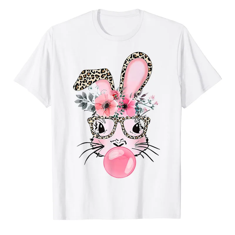 Cute-Bunny-with-Leopard-Glasses-Bubblegum-Easter-Day-T-Shirt-Funny ...