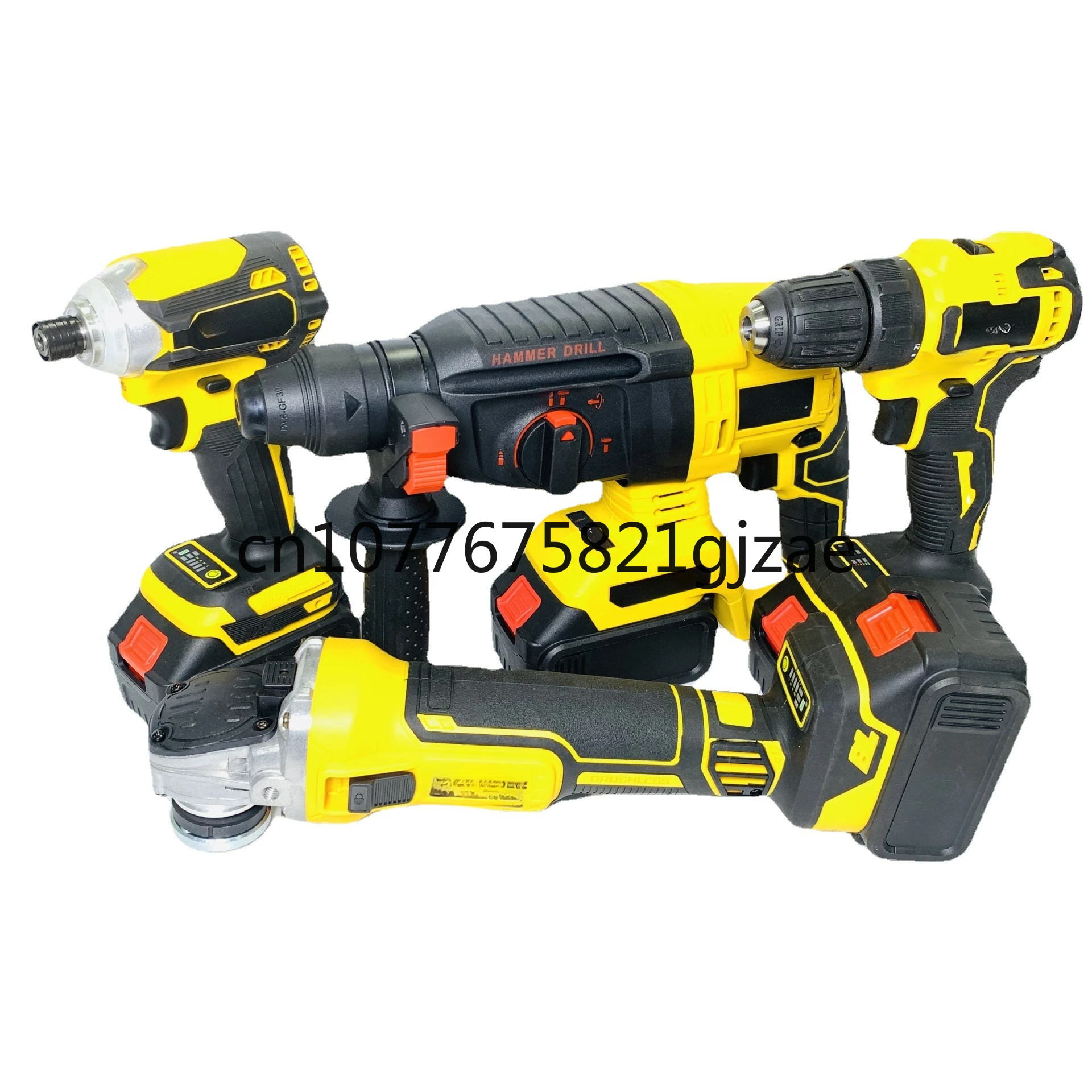 cordless-drill-Brushless-lithium-battery-tool-4Set-angle-grinder-Impact ...