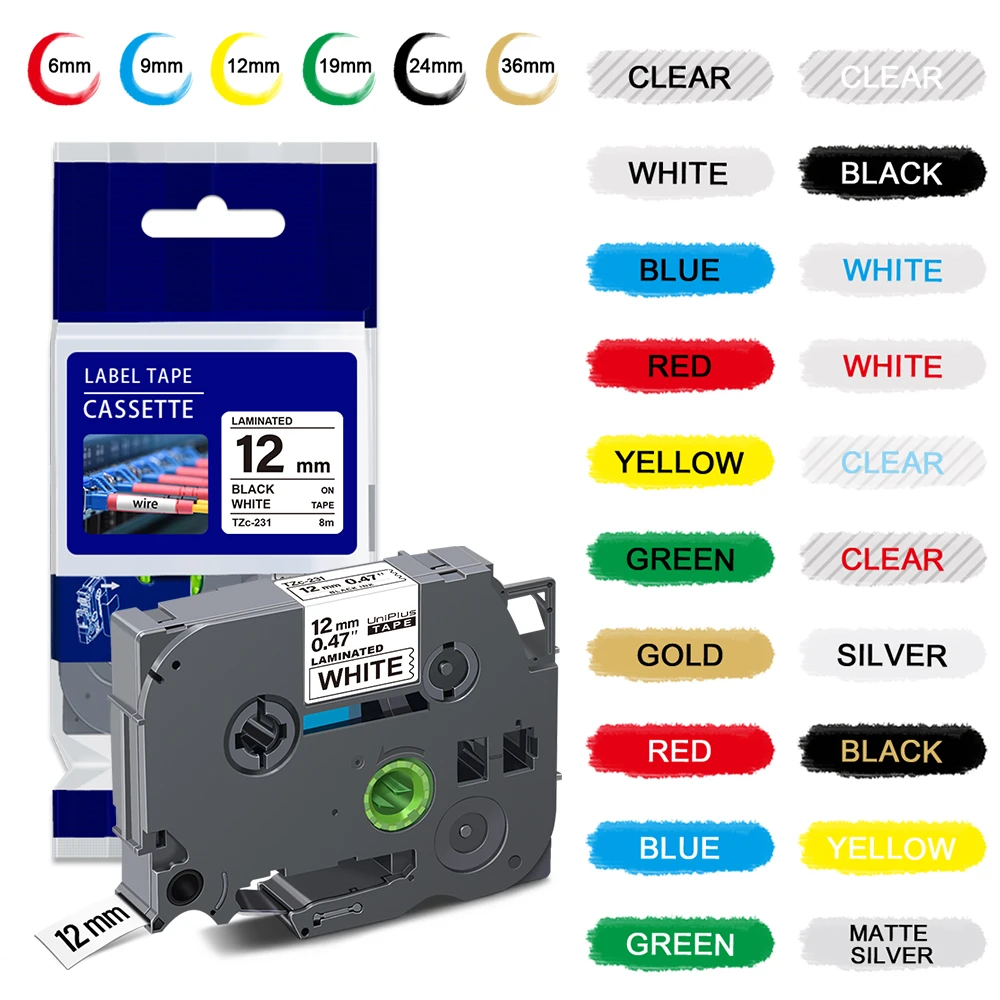 6mm 9mm 12mm 231 Laminated Tape Compatible Brother Label Tape 231 131 ...