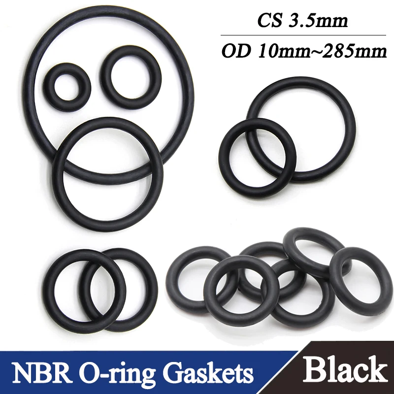 NBR O-ring thickness CS 3.5mm OD 10~285mm Black Nitrile Butadiene ...