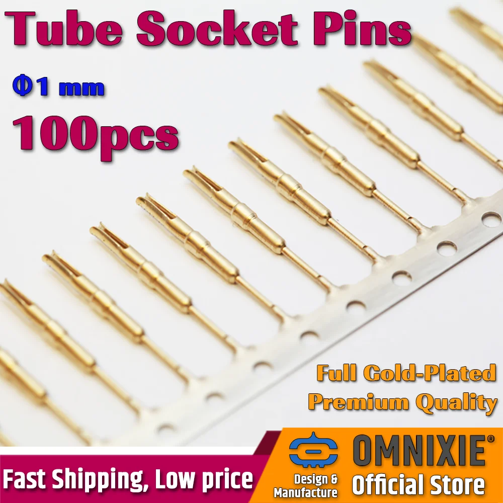 100pcs Tube Socket Pins 1.0mm Gold Plated Tinned Brass for Nixie/VFD ...