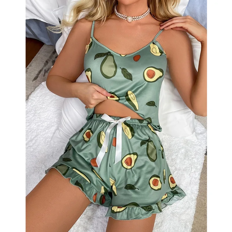 Women-Pajamas-Sets-Sexy-Avocado-Print-Pijamas-Pyjamas-Female-Sleepwear ...