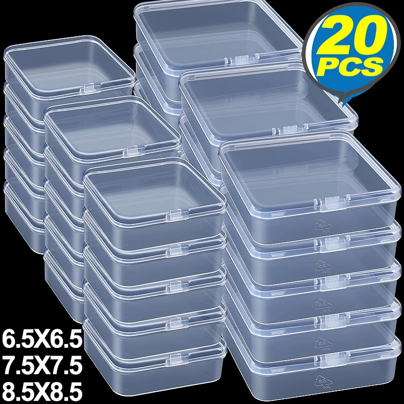 20/1x Plastic Containers Clear Small Storage Box with Hinged Lid for ...