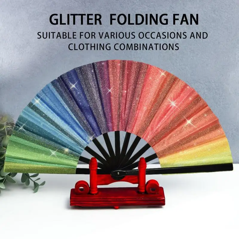 35cm-Large-Folding-Hand-Rave-Fan-Chinease-Japanese-Gradient-Colorful ...