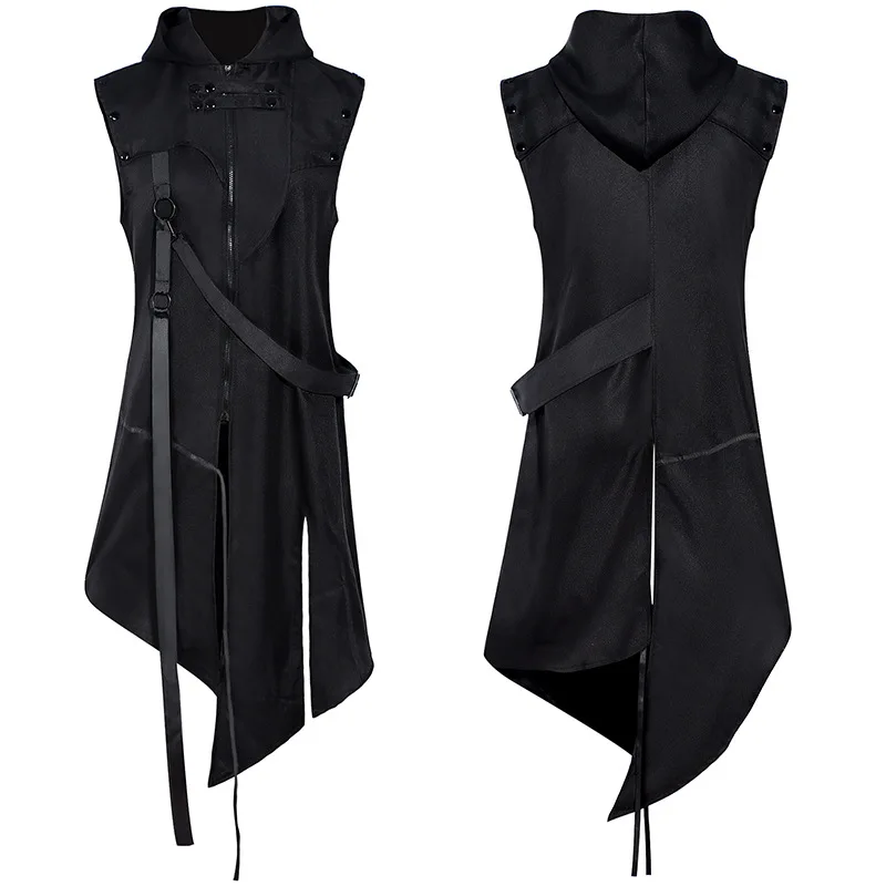 Men Hooded Sweatshirts Black Hip Hop Trench Coat Hooded Cloak Men's ...