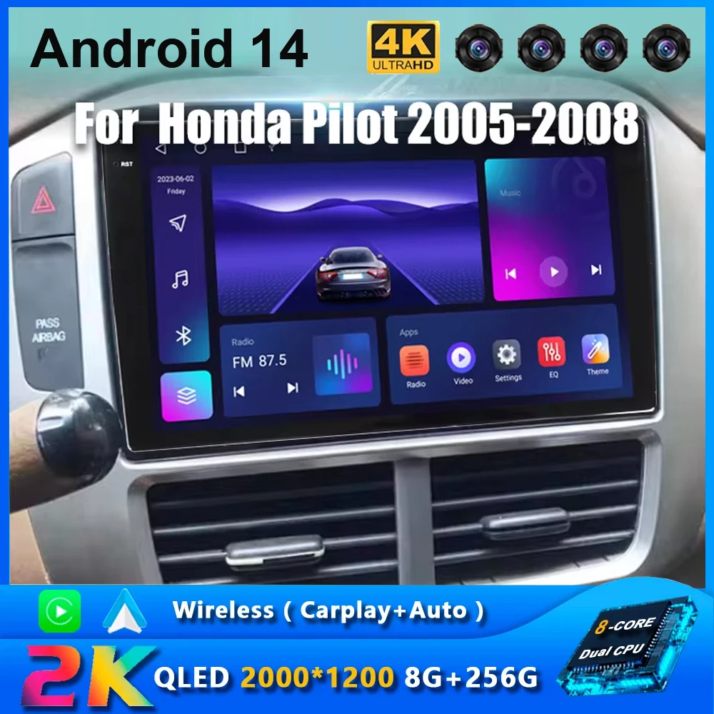 Android-14-Car-Radio-For-Honda-Pilot-2005-2006-2007-2008-Multimedia ...