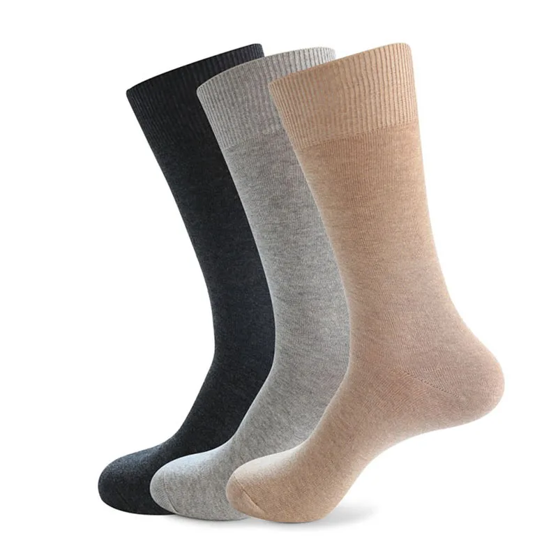 Large Men's Office Socks Long Solid White Black Gray Mid-Calf Business ...