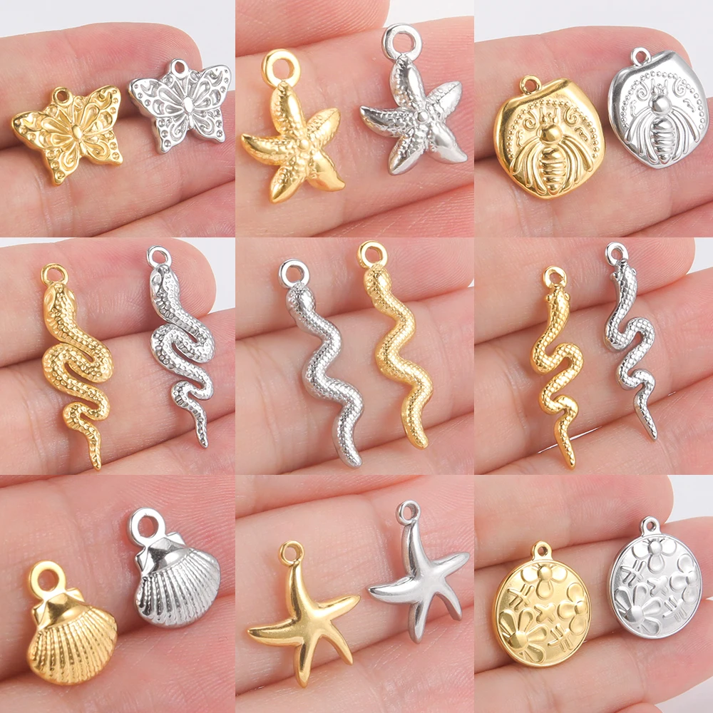 Teamer-5pcs-Snake-Butterfly-Stainless-Steel-Charms-for-Jewelry-Making ...