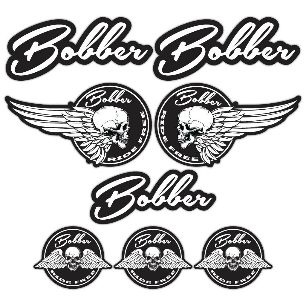 For 1Set Bobber A4 Sticker Set Motorbike Motorcycle Biker Decals BW