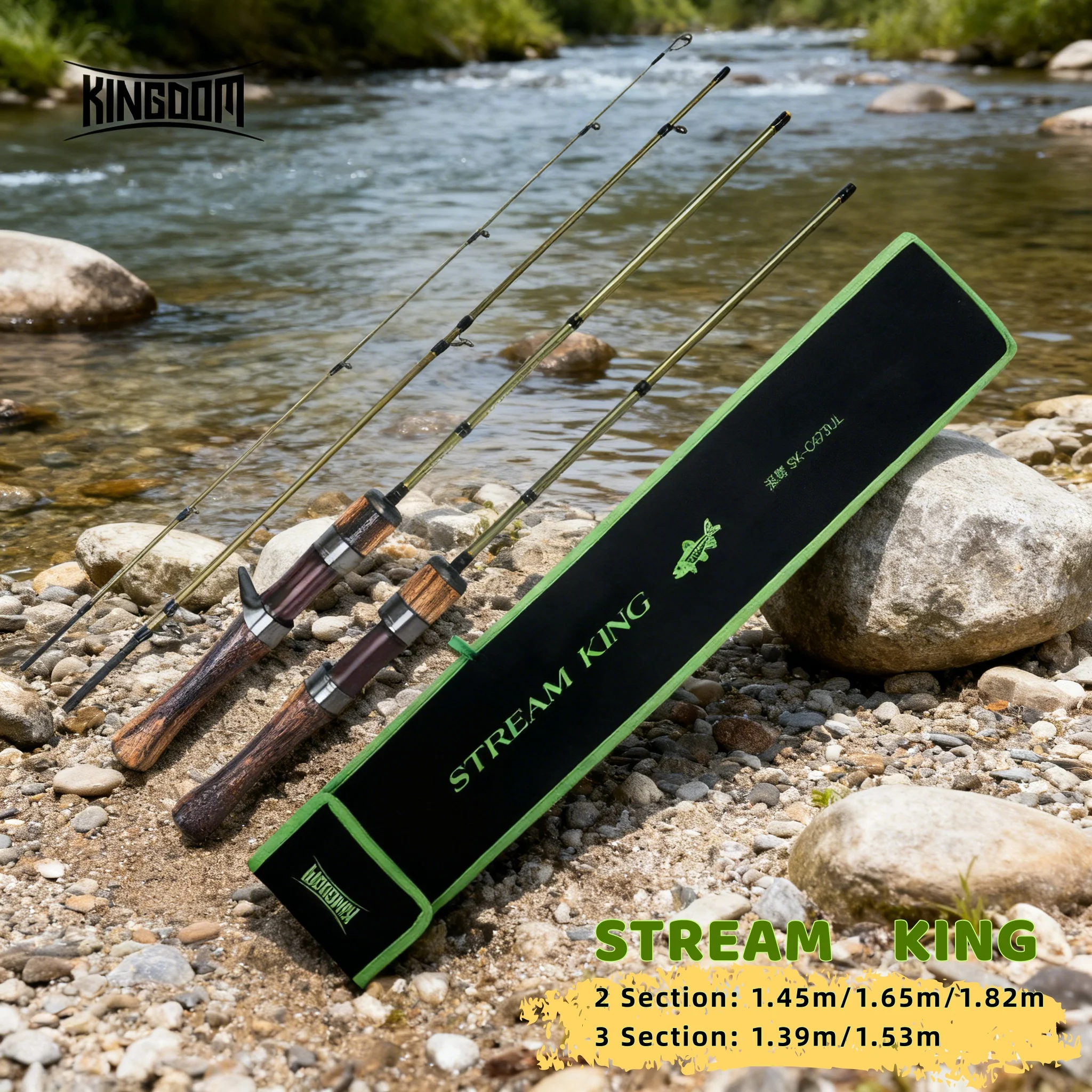 Kingdom Spinning Fishing Rod 61.9g Ultralight Carbon Rods 2 Sections MF ...