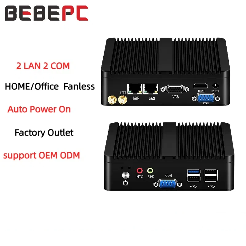 BEBEPC-Fanless-Mini-PC-Intel-Celeron-J6412-J1900-N2830-Dual-LAN-Windows ...