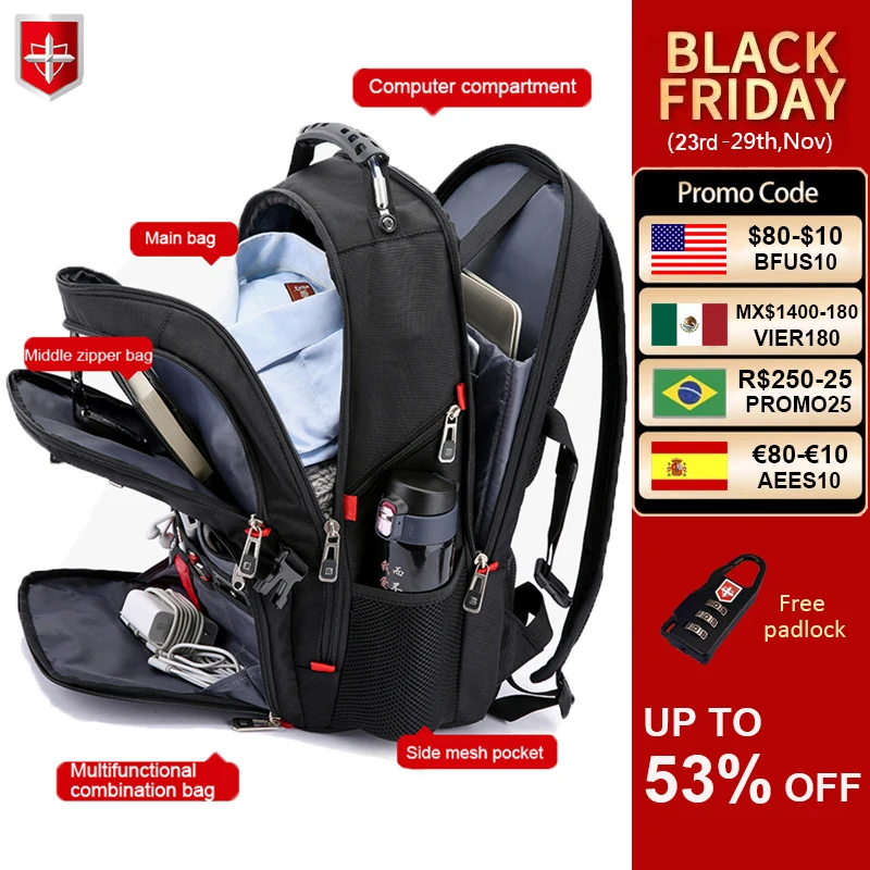 Waterproof-20-Inch-Laptop-Backpacks-USB-Charging-School-Bag-Anti-theft ...