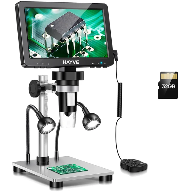 Hayve 7'' HDMI Digital Microscope 1200X Coin Microscope with IPS Screen ...