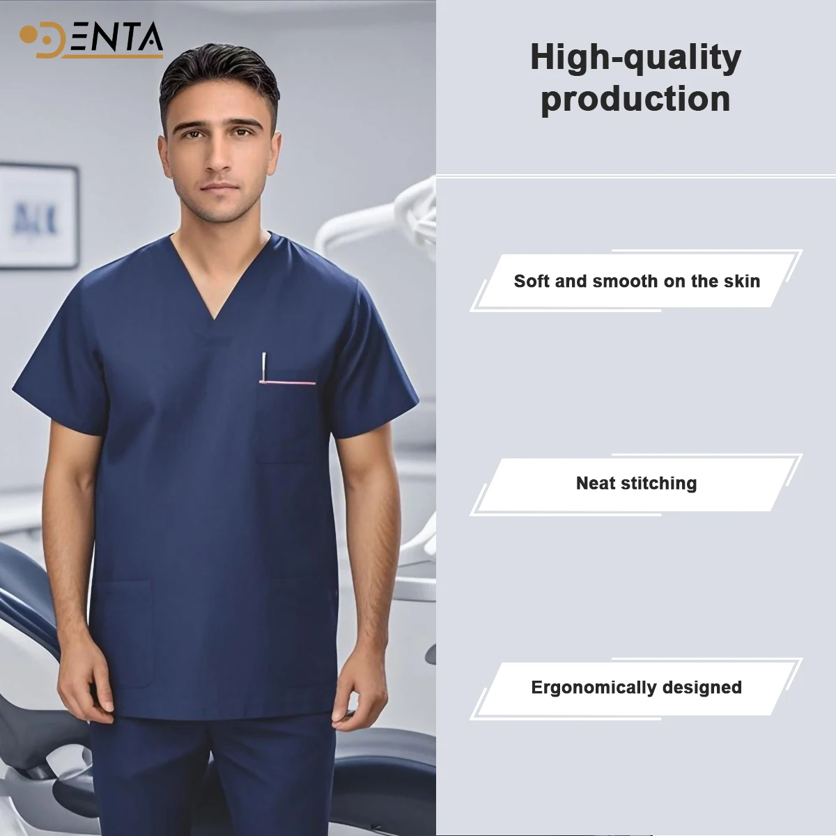Blue Medical Clothing for Men Hospital Uniform V neck tops Scrub Suit ...