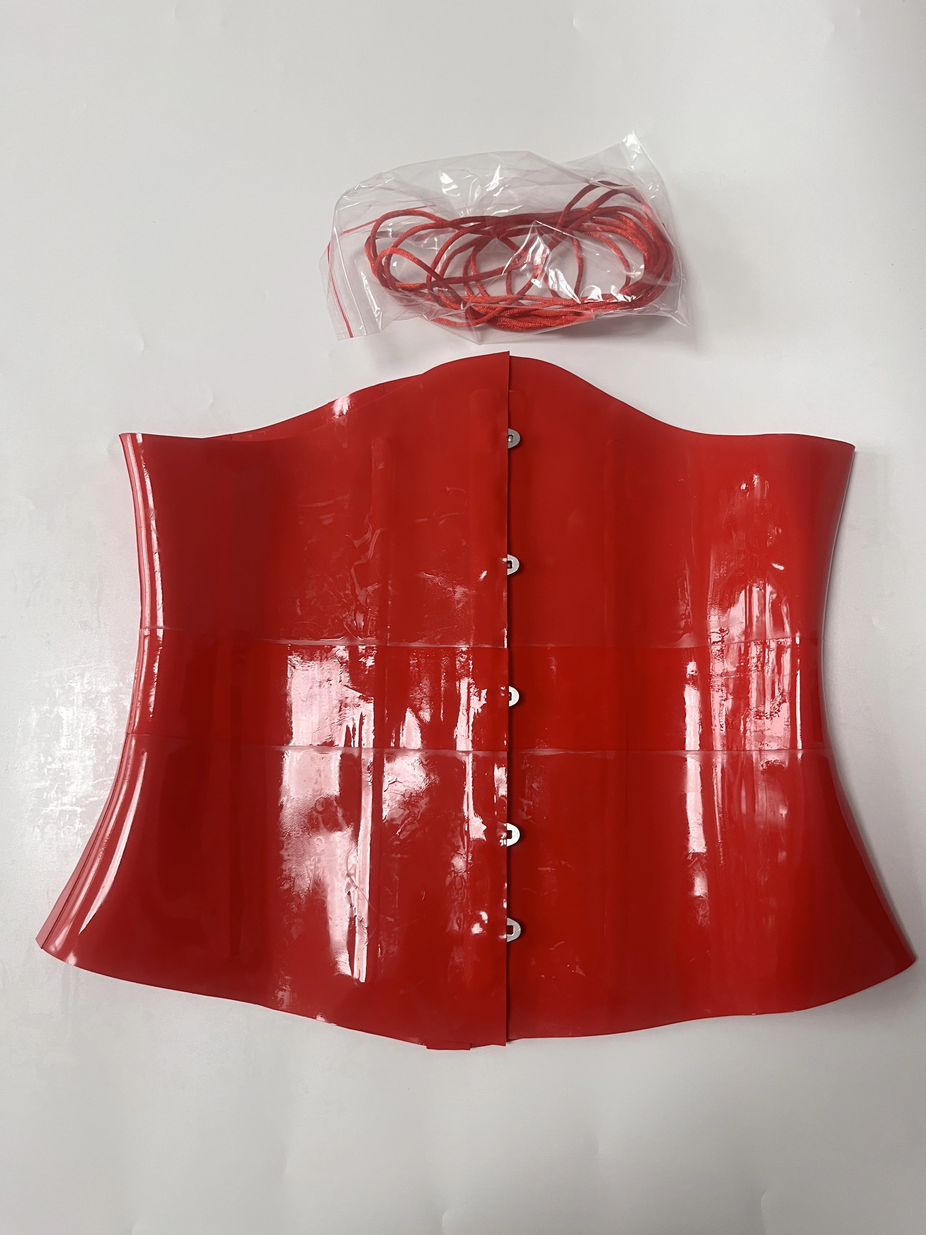 Sexy Red 0.8mm Thicker Latex Corset Bustier Body Shape with Waist Belt ...