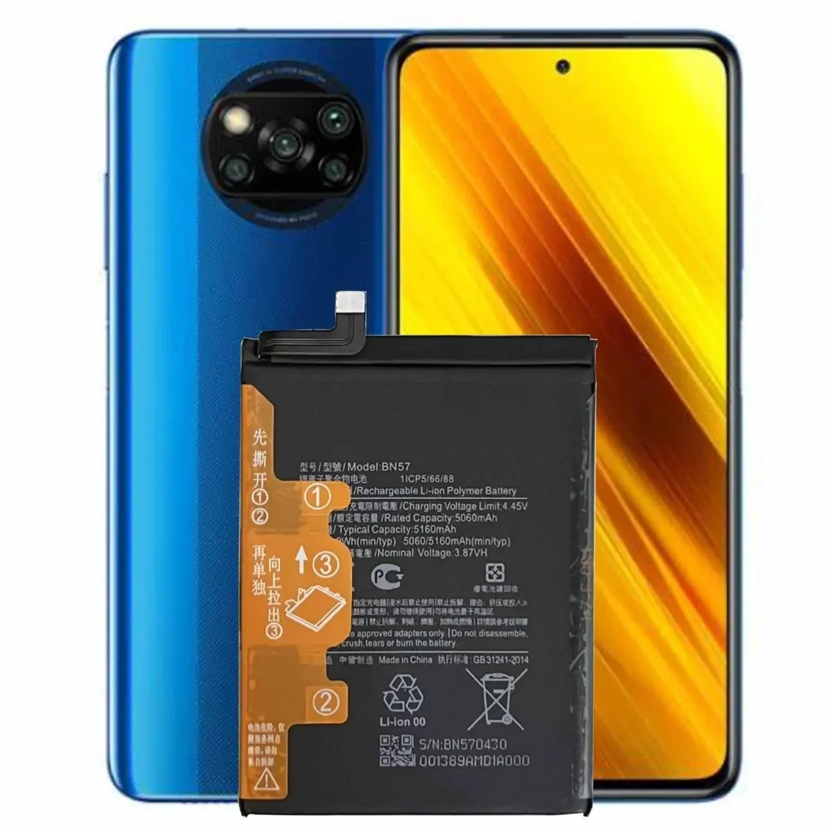 100% Оригинальный аккумулятор BN57 для XIAOMI POCO X3 NFC/ POCO X3 PRO ...