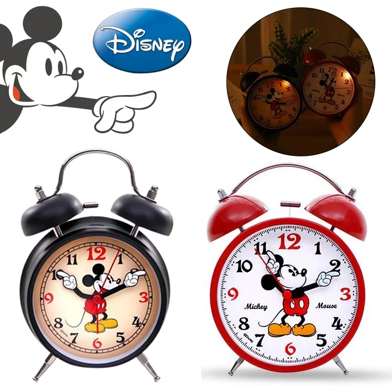 Disney-Mickey-Mouse-Alarm-Clock-Children-s-Cartoon-Analog-Clock-Silent ...