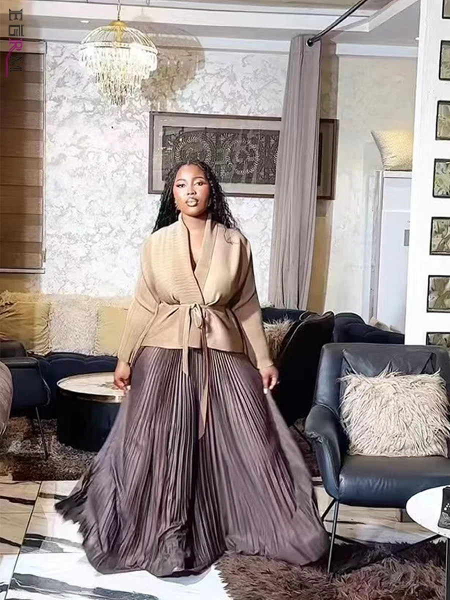 EGRM-Elegant-Party-2-Piece-Set-Women-Belt-Batwing-Sleeves-Tops-A-line ...