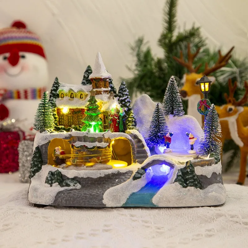 Rotatable-Christmas-Glowing-Snow-House-Figurine-Music-Villages ...