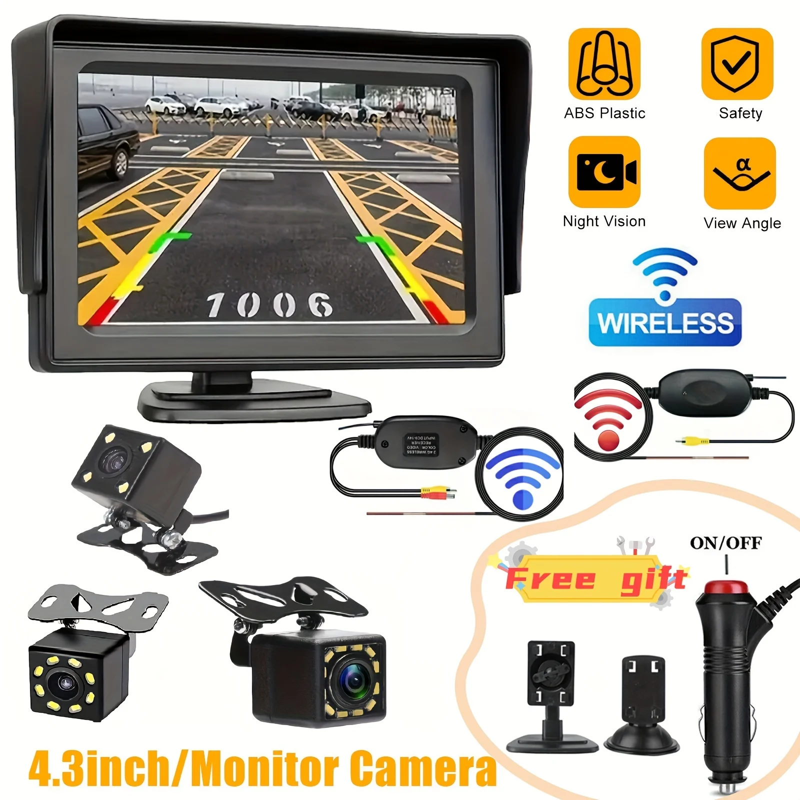 Wireless-4-3-Inch-LCD-Display-Rear-View-Monitor-Car-Monitor-Mini-Car ...