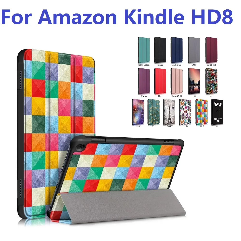 Para Kindle Fire HD 8 HD8 Plus Proteger Capa com Folio Stand Função E ...