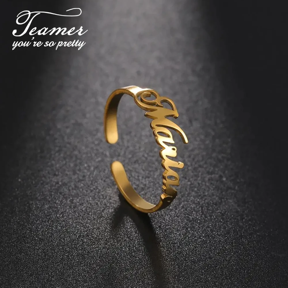 Teamer-Custom-Name-Rings-Adjustable-Gold-Color-Stainless-Steel ...