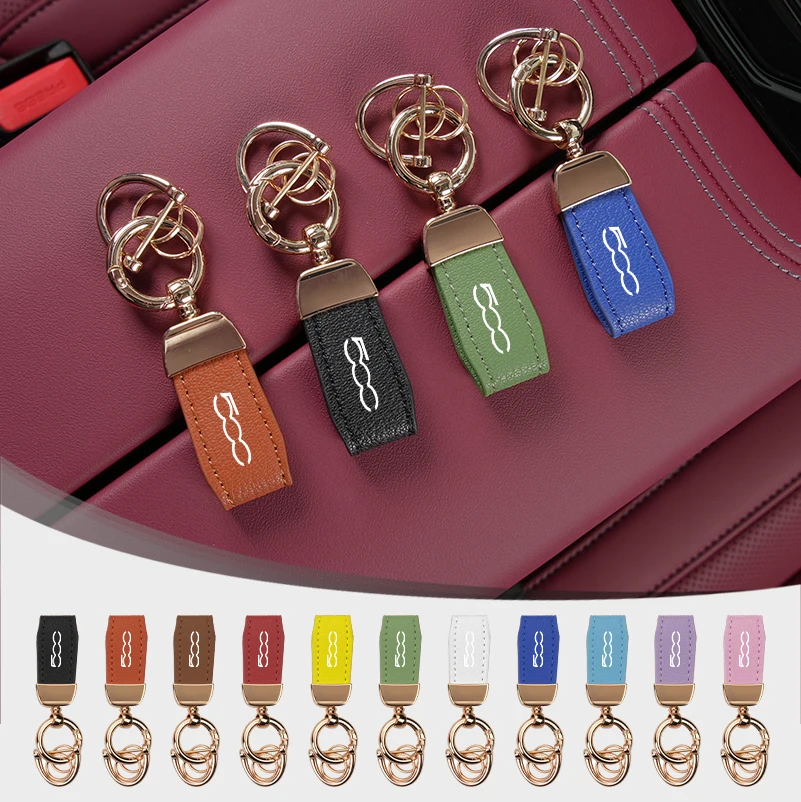 Car-Short-Keychain-Leather-Auto-Logo-Keyring-Accessories-For-FIAT-500 ...
