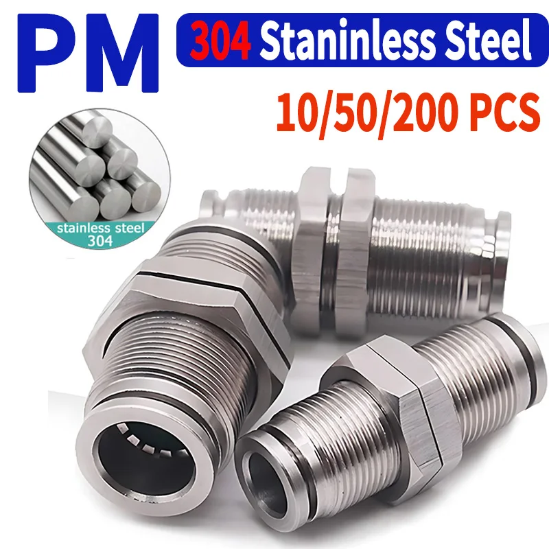 10-50PCS-304-Stainless-Steel-Pneumatic-Connector-PM-Partition-Metal ...