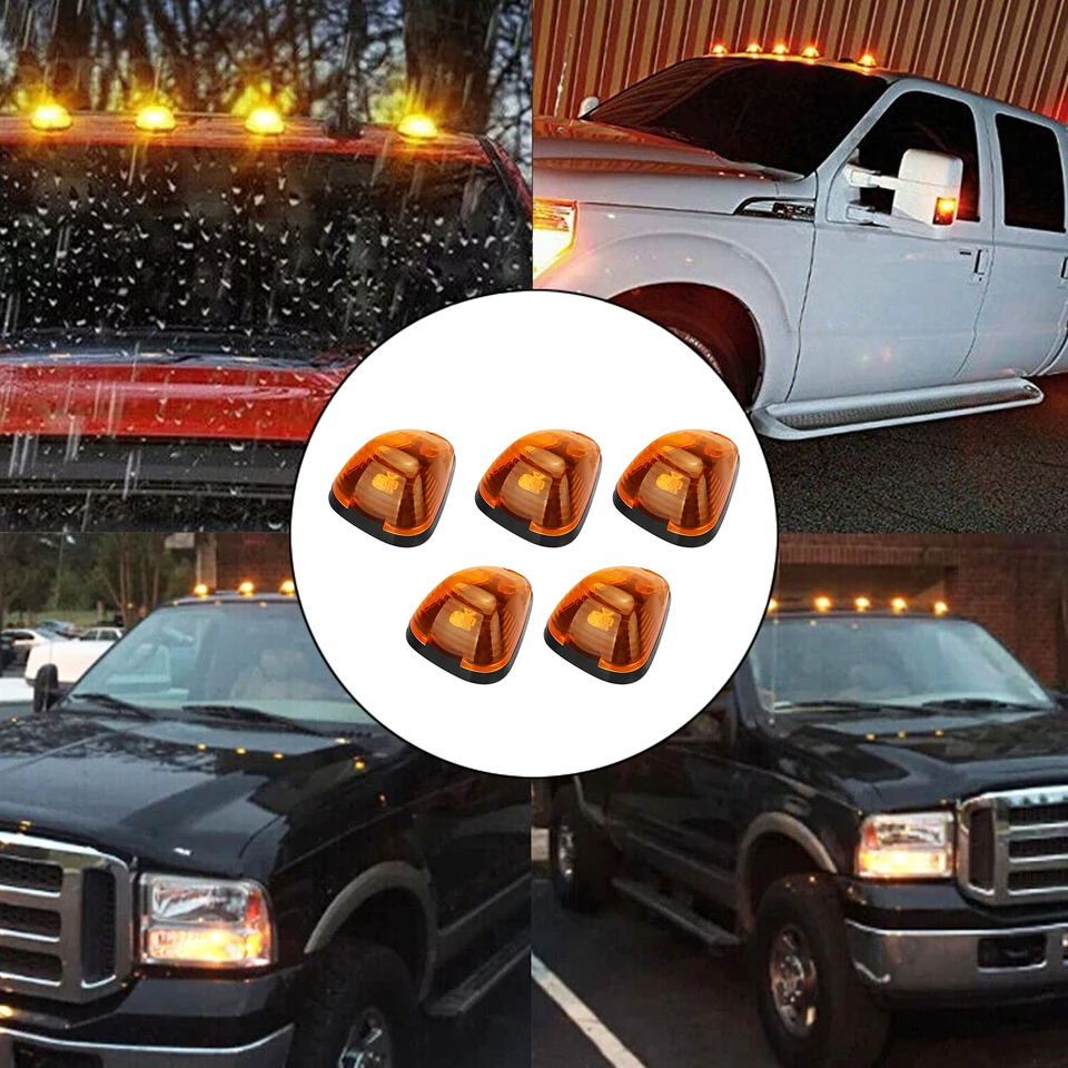 GM Cab Lights 5pcs Amber LED Cab Roof Top Marker Running Lights For ...