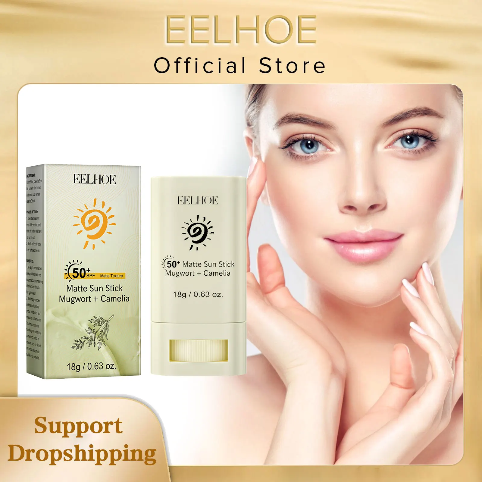 EELHOE Matte Sun Stick Sunscreen Refreshing SPF 50+ UV Protective Oil ...
