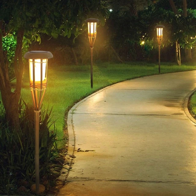 Outdoor Handcraft Bamboo Solar Garden Torch Light Solar Spotlight Solar ...