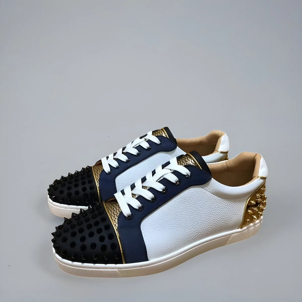 Luxury-Low-Top-Red-Bottom-Shoes-For-Men-Trainers-Spiked-White-Lychee ...