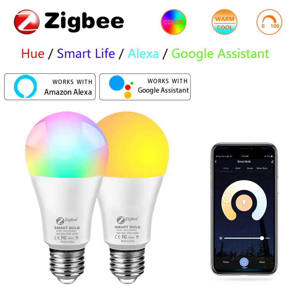 18W-15W-12W-Zigbee-Led-Light-Bulb-220V-RGB-CW-WW-E27-Tuya-Smart-Home ...